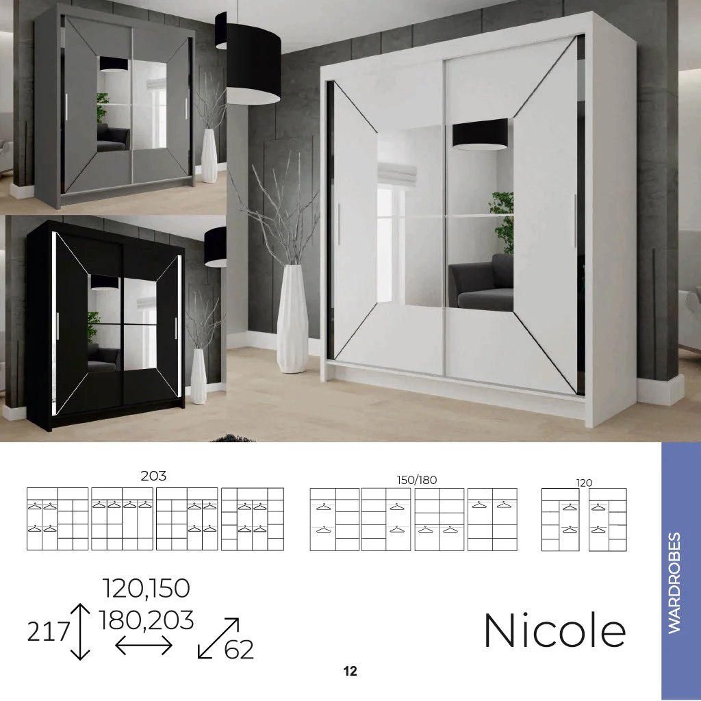 Nicole Sliding Door Wardrobe SOLID FURNISHING LTD